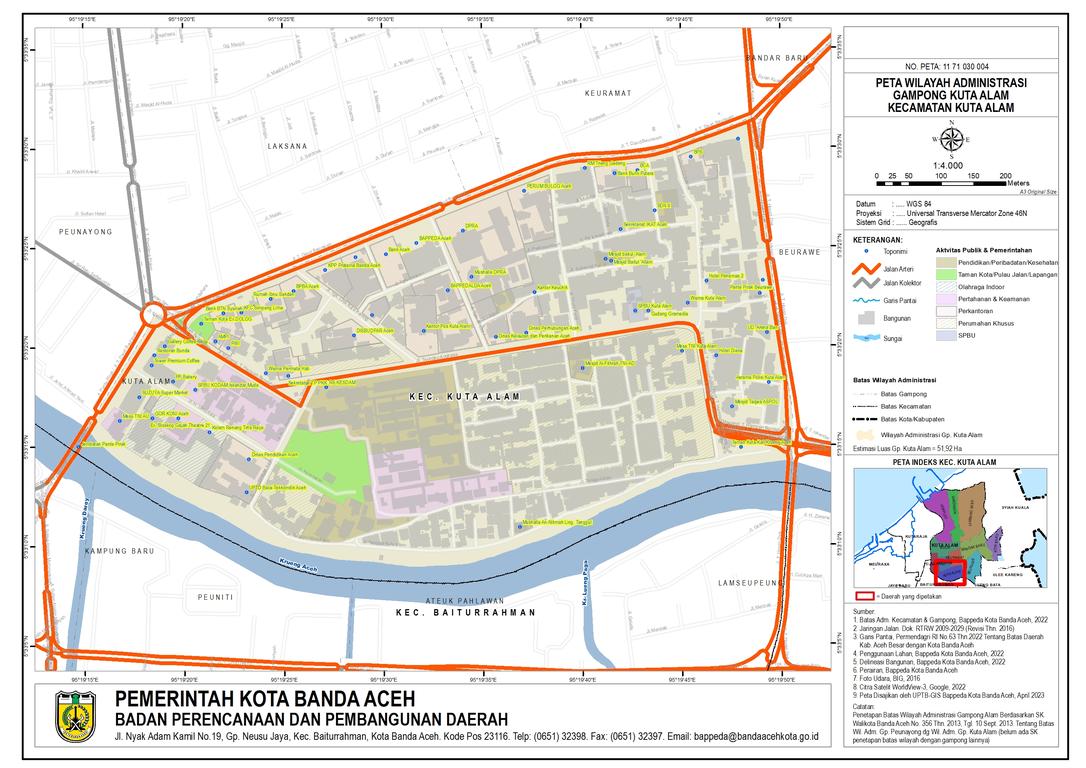 Peta Batas Wilayah Administrasi Gp. Kuta Alam | Katalog Peta Banda Aceh