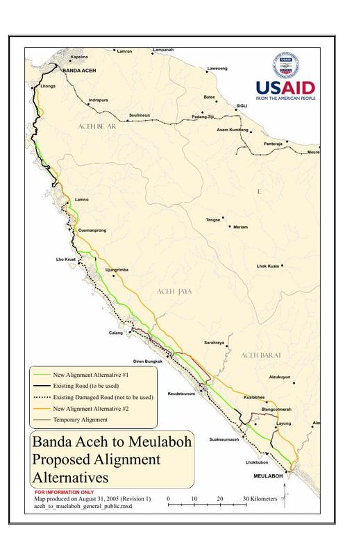 Banda Aceh To Meulaboh Proposed Alignment Alternatives | Katalog Peta ...