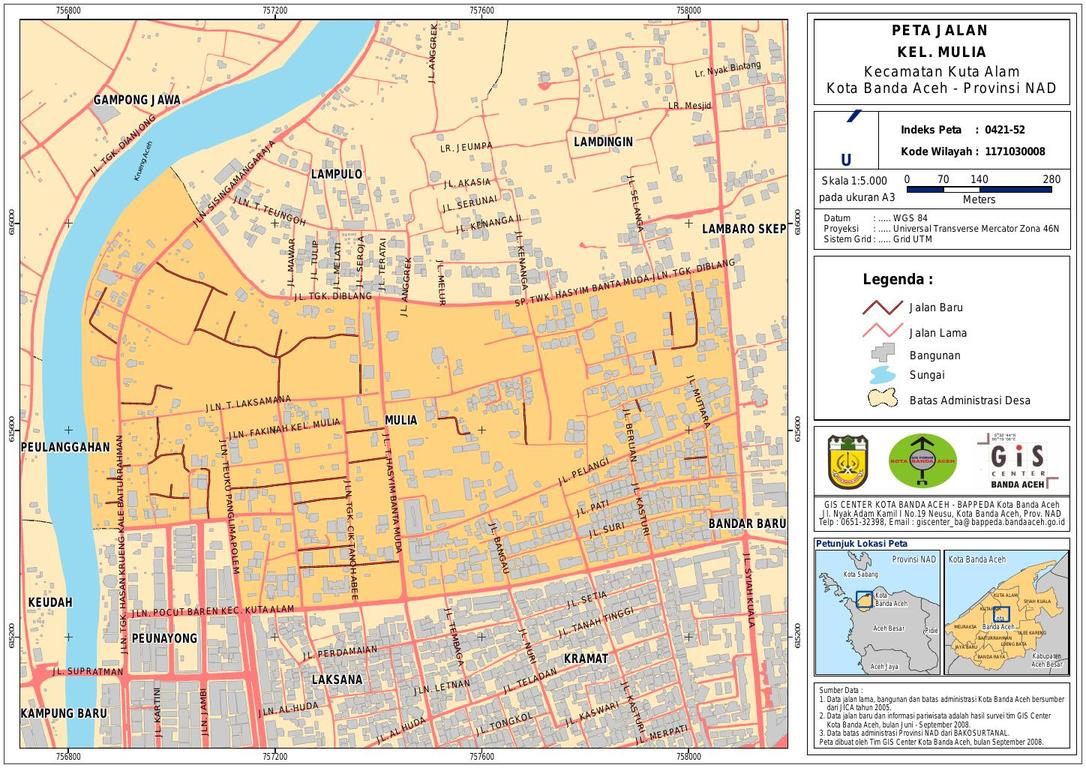 PETA HASIL SURVEY JALAN DAN SARANA PARIWISATA KELURAHAN MULIA | Katalog ...